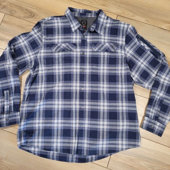 Wrangler ATG | Shirts | Wrangler Atg Regular Fit Bluewhite Plaid Long ...